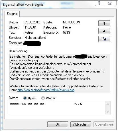 Netlogon Fehler EventID 5719