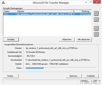 Microsoft File Transfer Manager neu starten