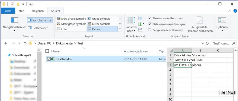 Excel - keine Vorschau (Preview) im Datei-Explorer