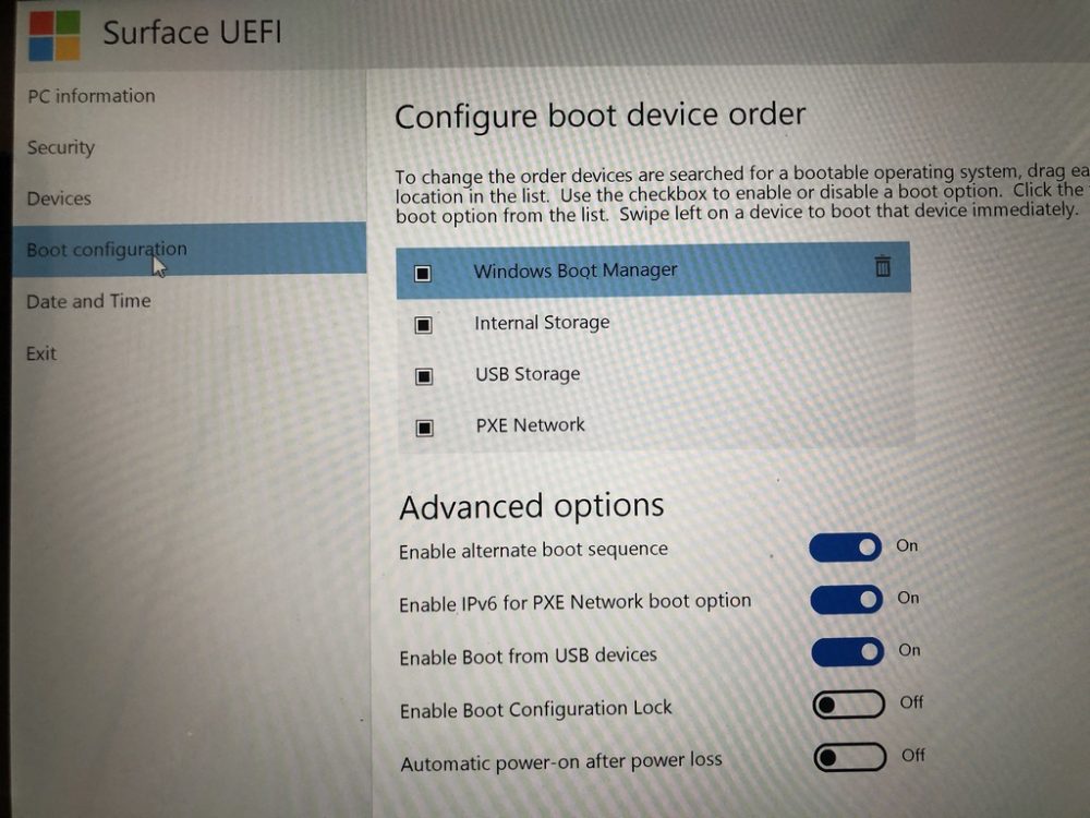 Surface - ins BIOS - UEFI - Bootmenü wechseln
