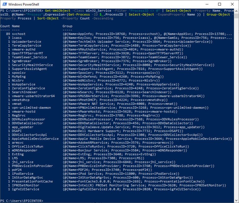 Prozess-ID von Diensten herausfinden / beenden mit Powershell