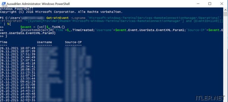 Die letzten RDP Sessions anzeigen lassen - Windows Server